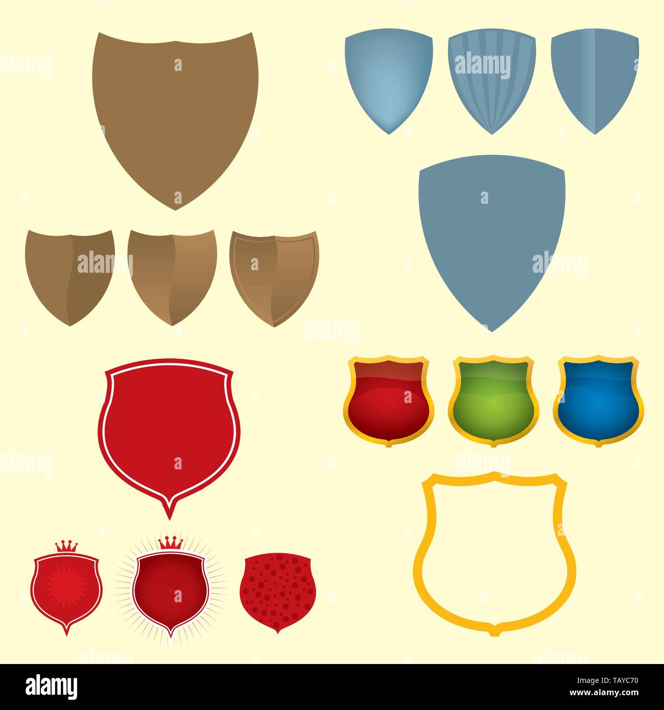 Vector illustration. Four sets of blank shield icons Stock Vector Image ...