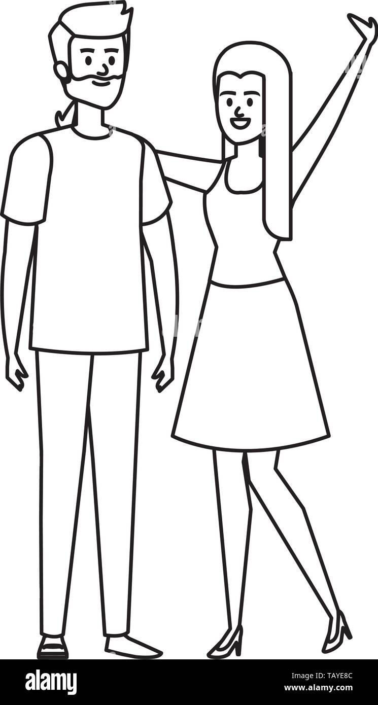 young couple lovers avatars characters Stock Vector Image & Art - Alamy