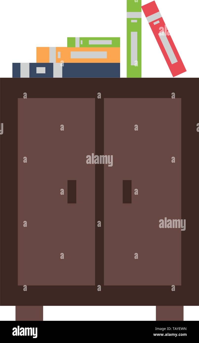 Books on cabinet isolated cartoon Stock Vector Image & Art - Alamy