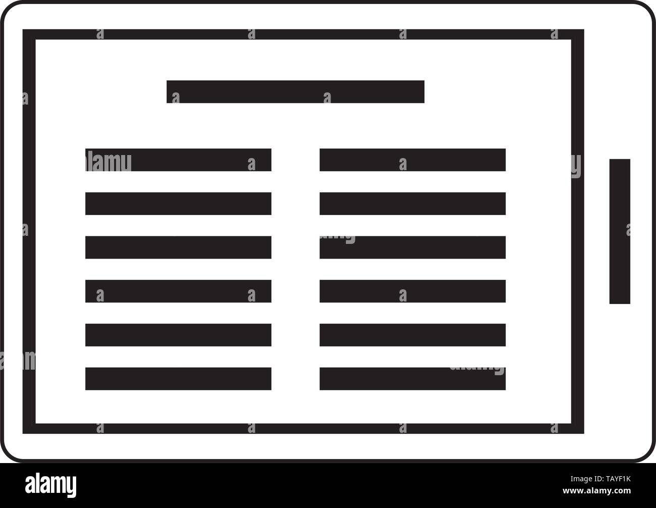 Tablet with information symbol isolated in black and white Stock Vector ...