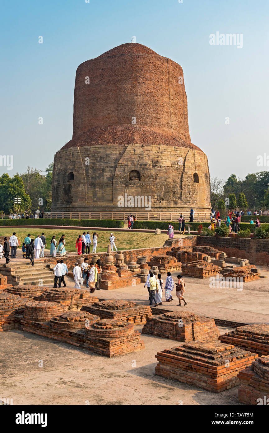 Dhamek Stupa and Excavations of monastery ruins in Sarnath near ...