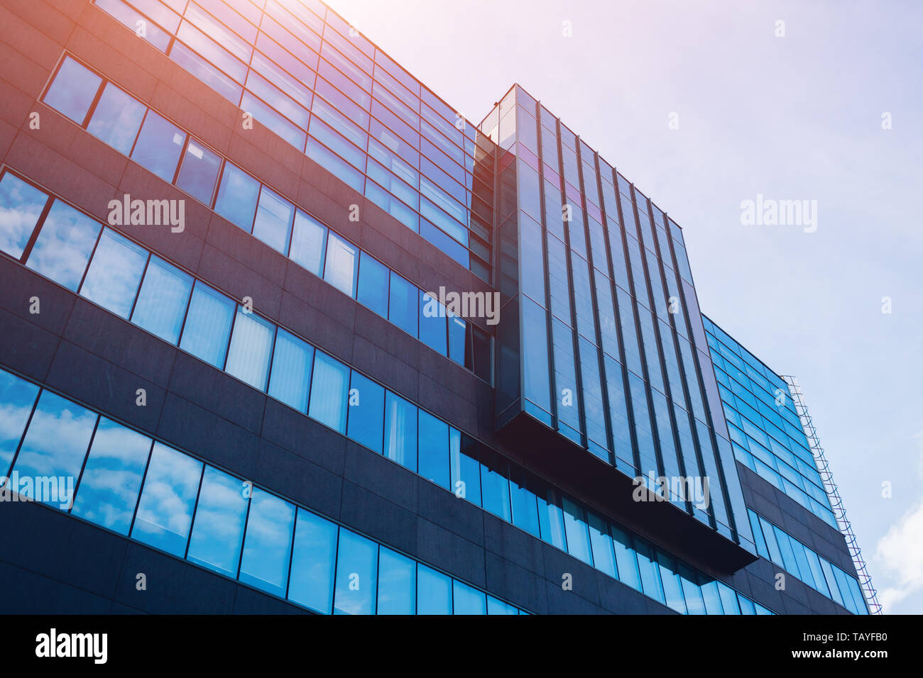 Exterior design of modern glass business center. Architecture of high ...