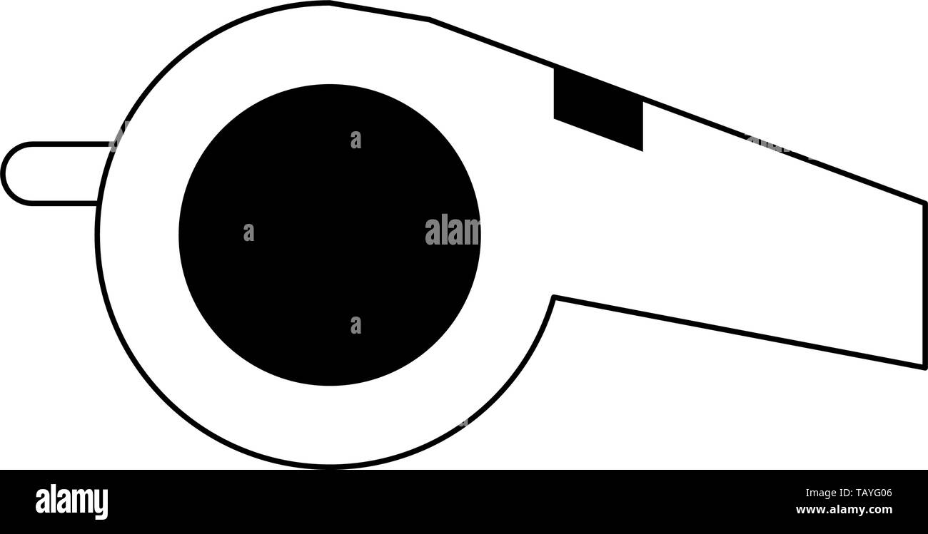 Sport referee whistle isolated cartoon in black and white Stock Vector ...
