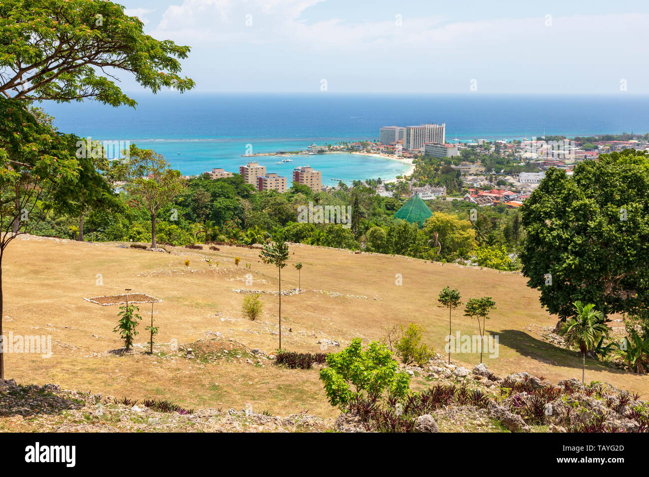 High view of Ocho Rios village, in St Ann's Parish, Jamaica Stock Photo ...