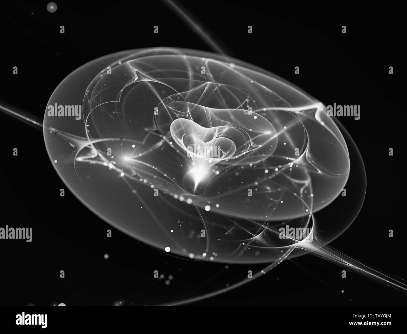 New technology in deep space, computer generated abstract intensity map, black and white, 3D ...