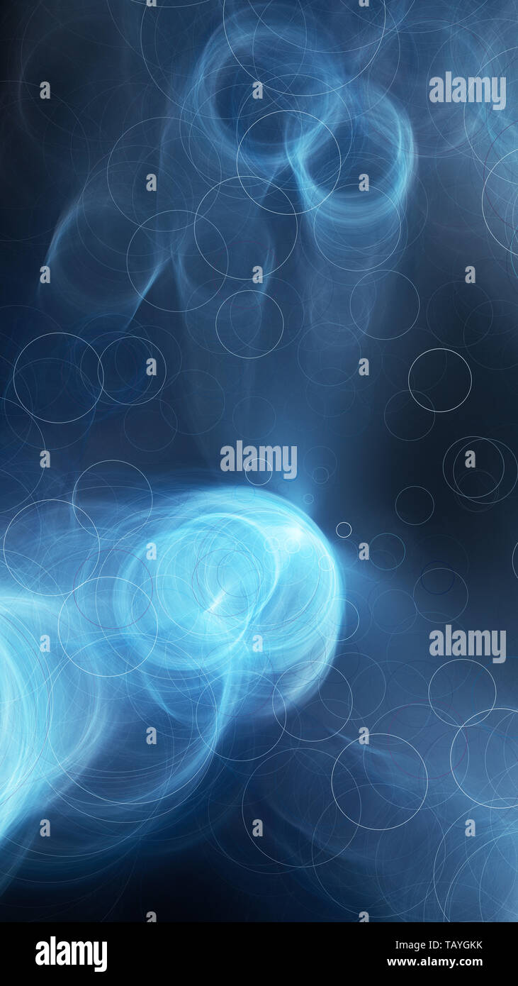 Blue glowing futuristic bubbles smartphone template, computer generated ...