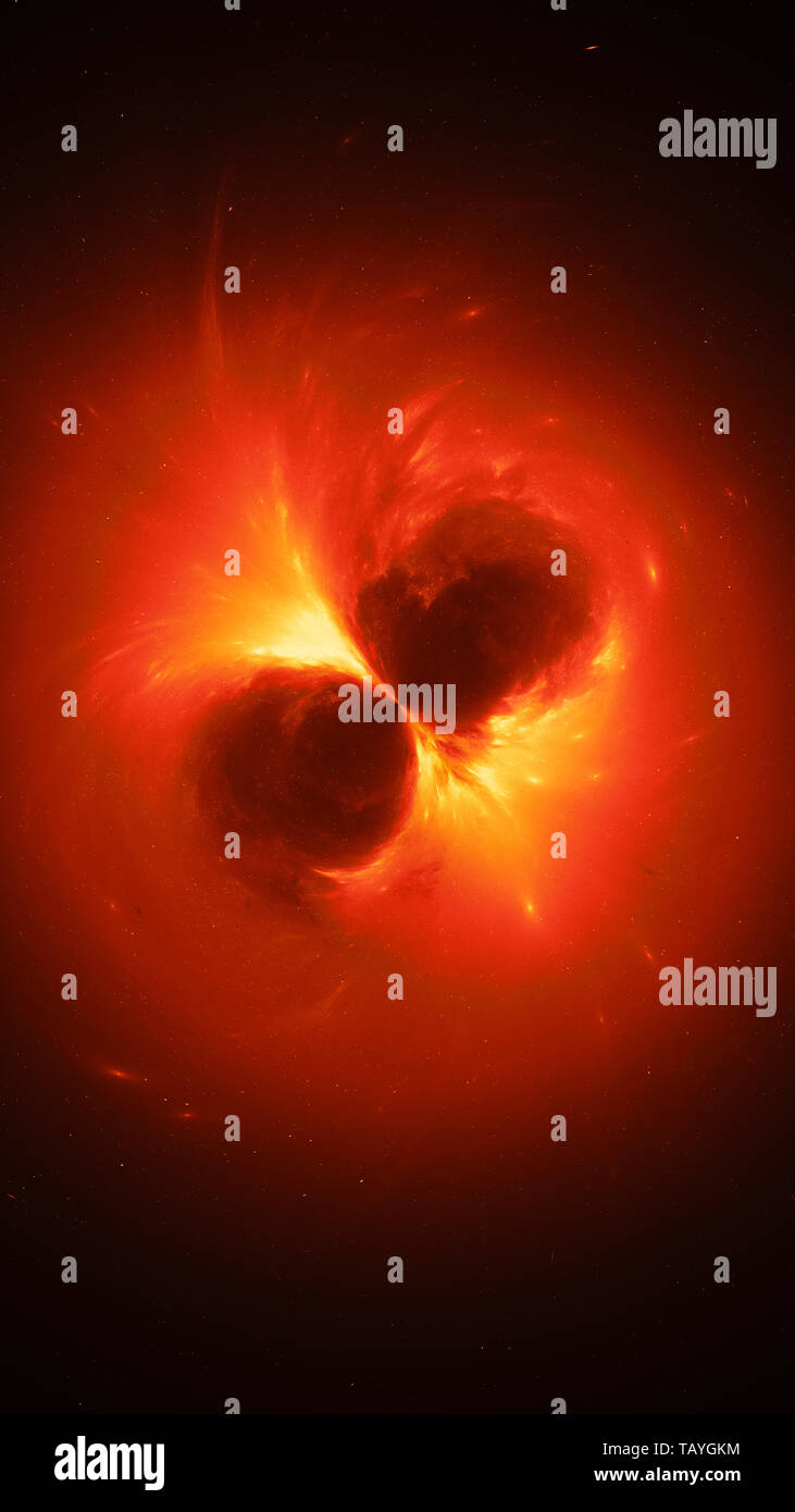 Fiery glowing electromagnetic source in space, computer generated abstract background, 3D ...