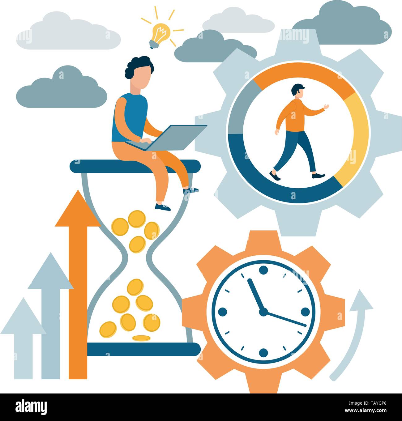 Time management, control. Time is money. Lack of time. Vector ...