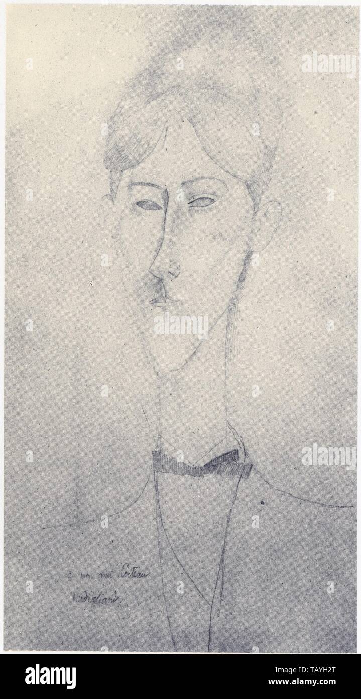 AMEDEO MODIGLIANI.JEAN COCTEAU.1916.CRAYON Stock Photo - Alamy