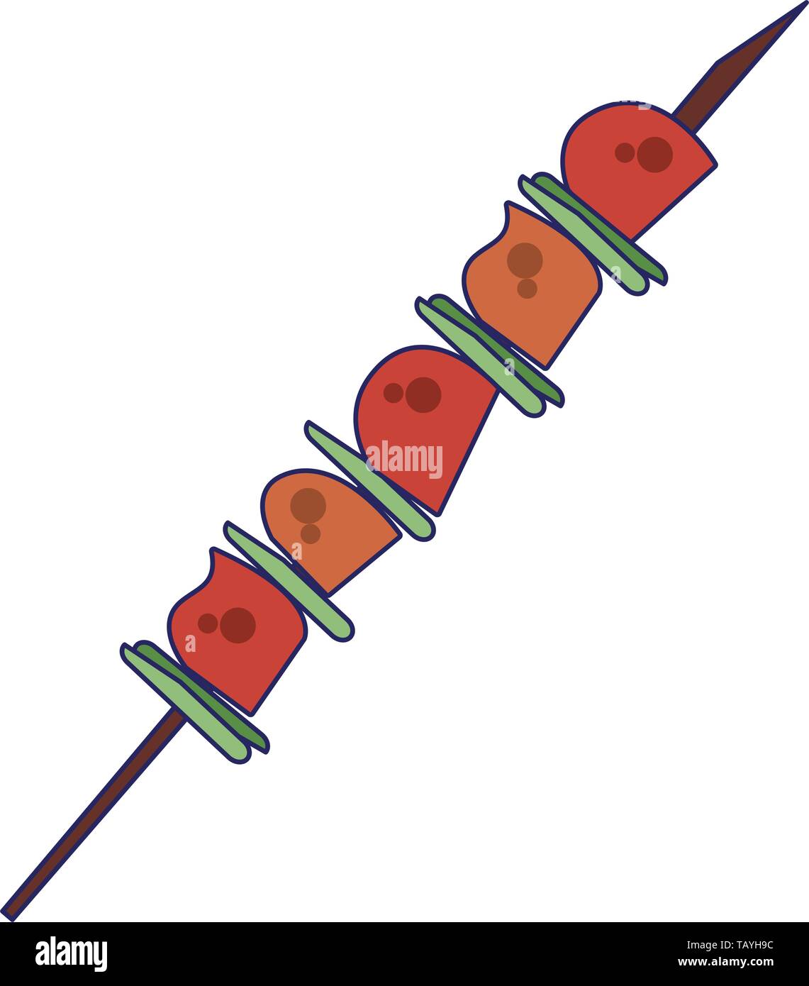 Meat and vegetables stick cartoon isolated blue lines Stock Vector ...