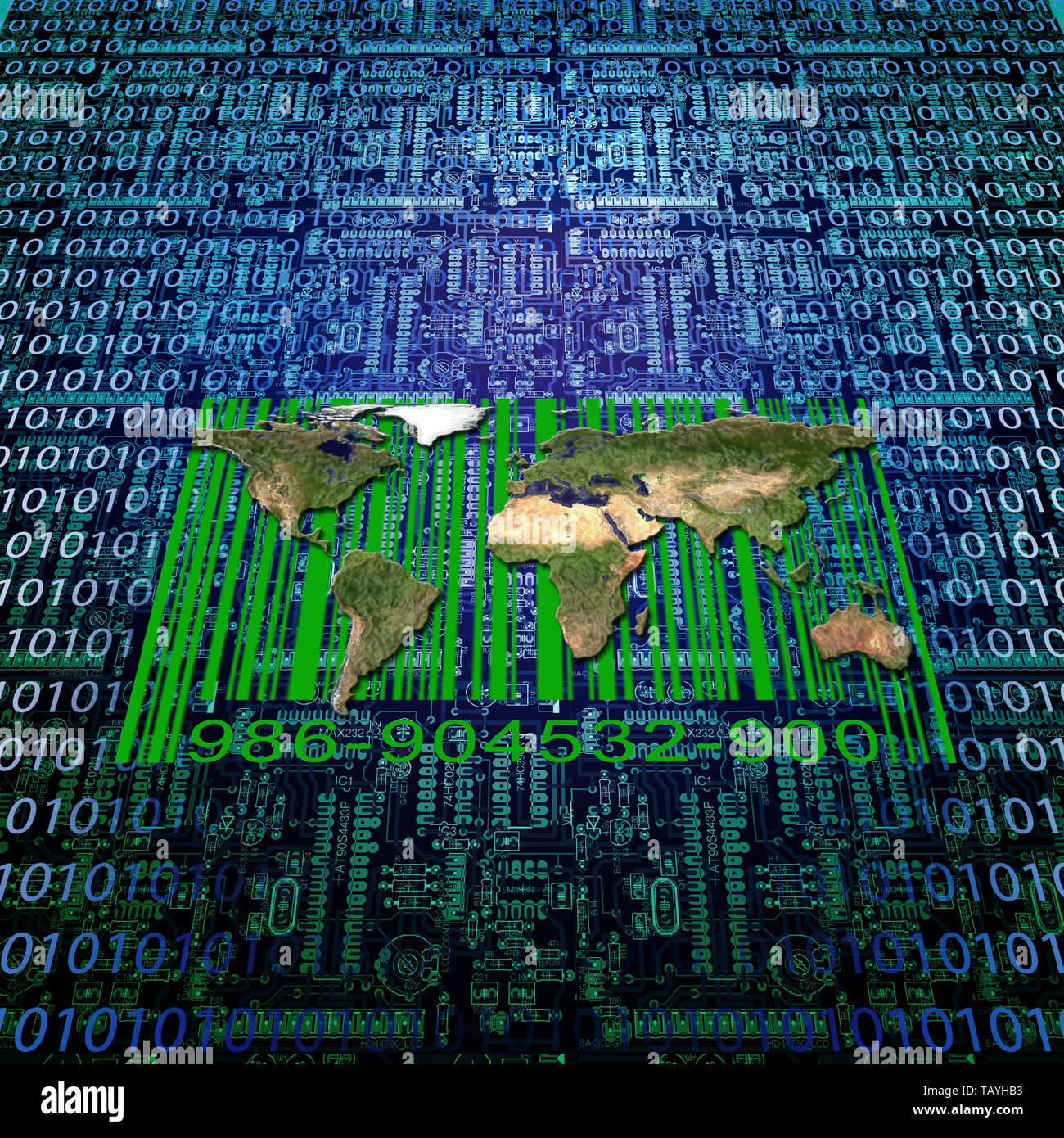 World map binary numbers texture hi-res stock photography and images ...
