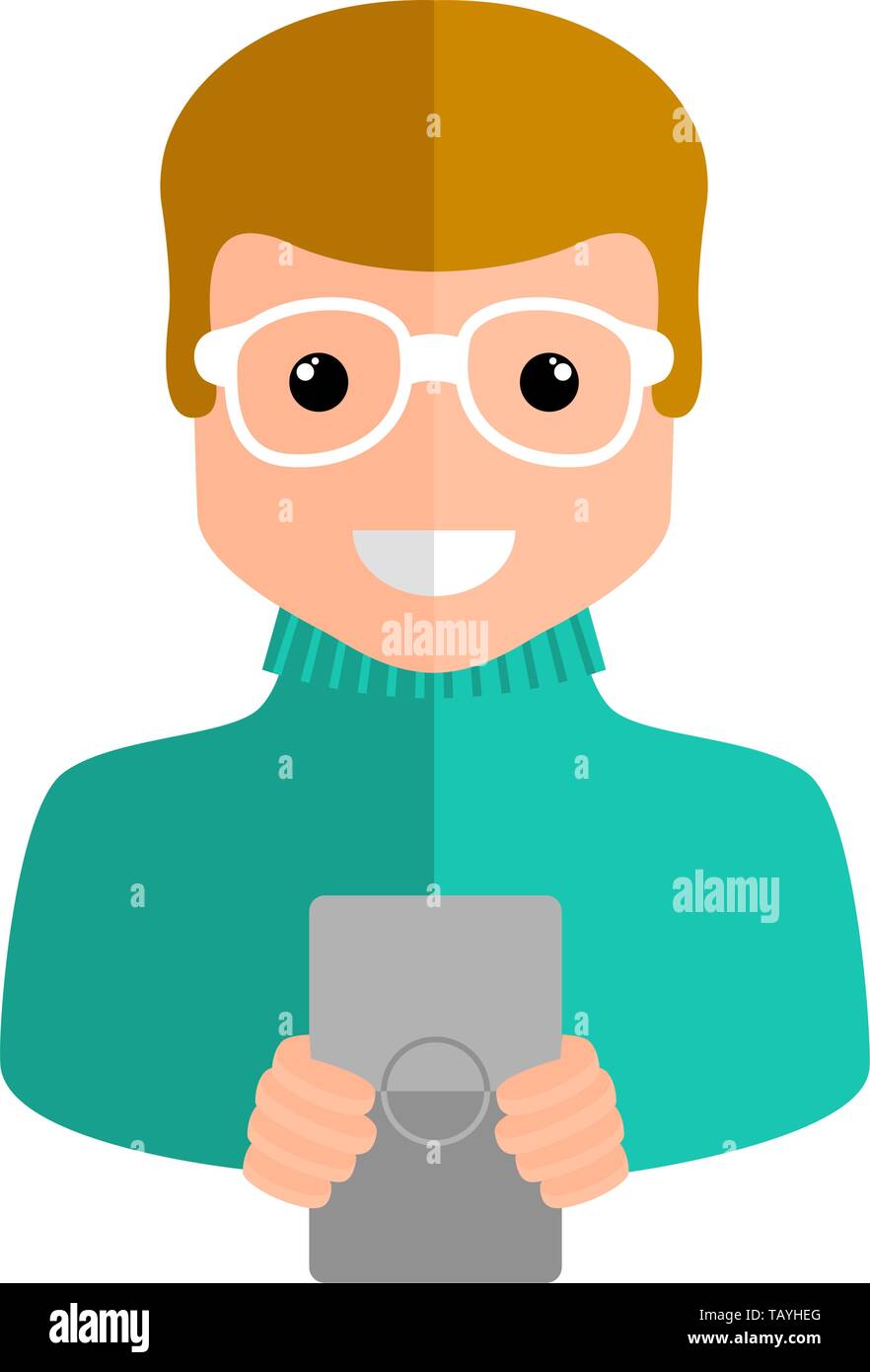 Isolated boy with a smartphone - Vector illustration Stock Vector Image ...