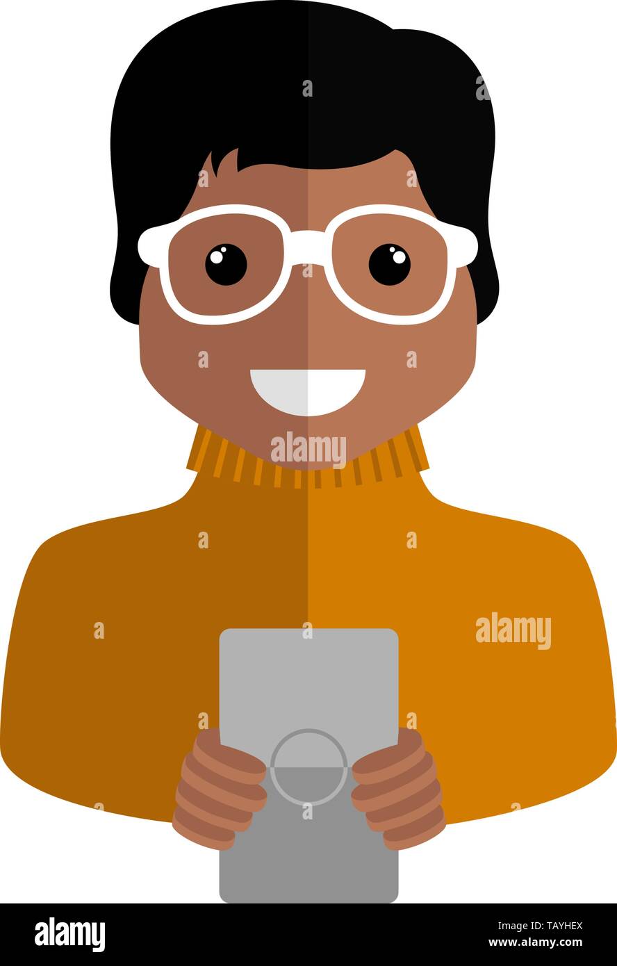 Isolated boy with a smartphone - Vector illustration Stock Vector Image ...
