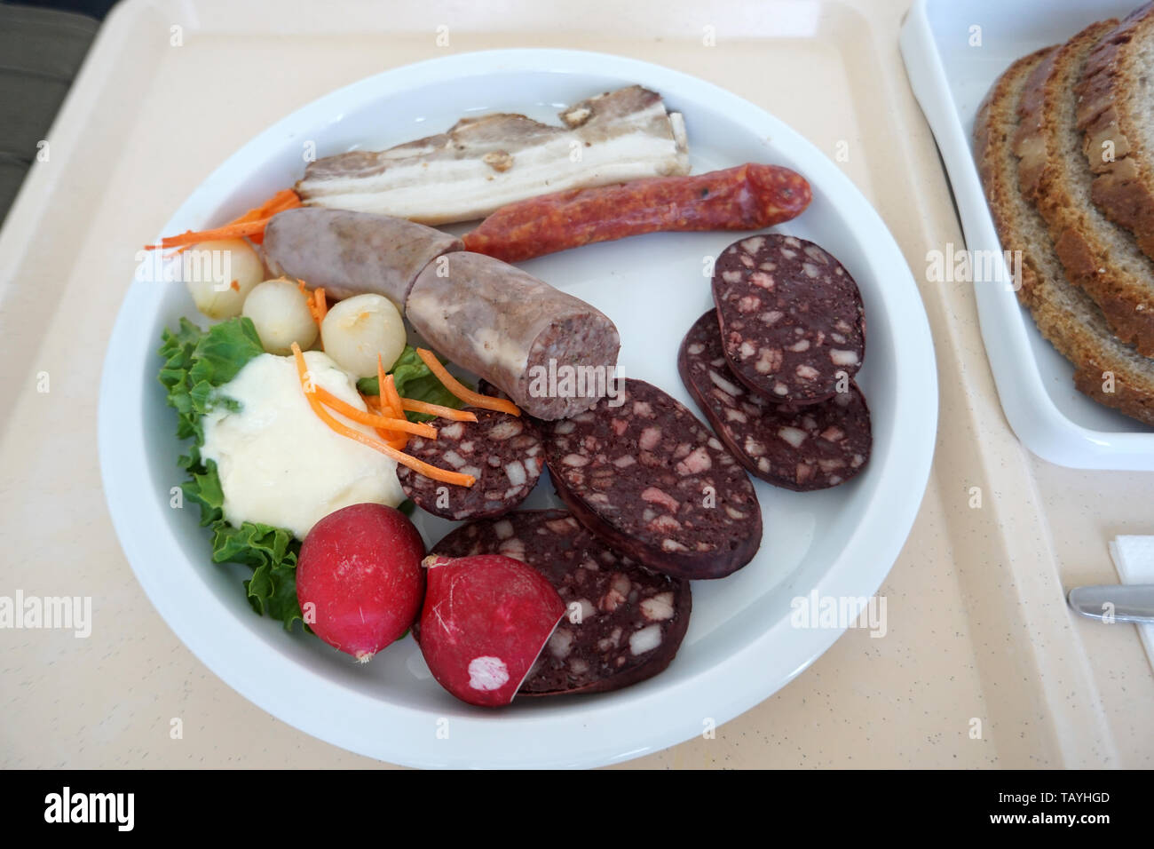 Dinner in a hospital in Germany with sausage and bread Stock Photo - Alamy