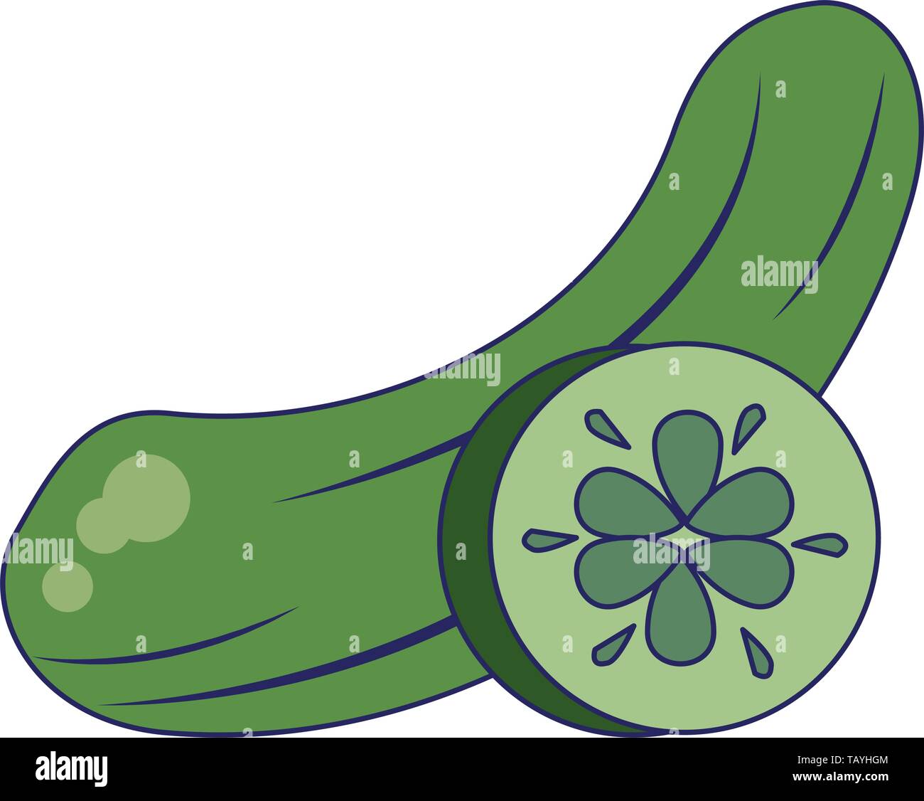 Cucumber vegetable food cartoon isolated blue lines Stock Vector Image ...