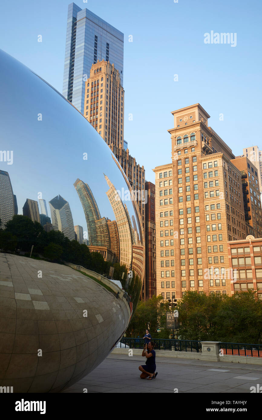 The sculpture Cloud Gate, also known as the Bean, at Millenium Park ...