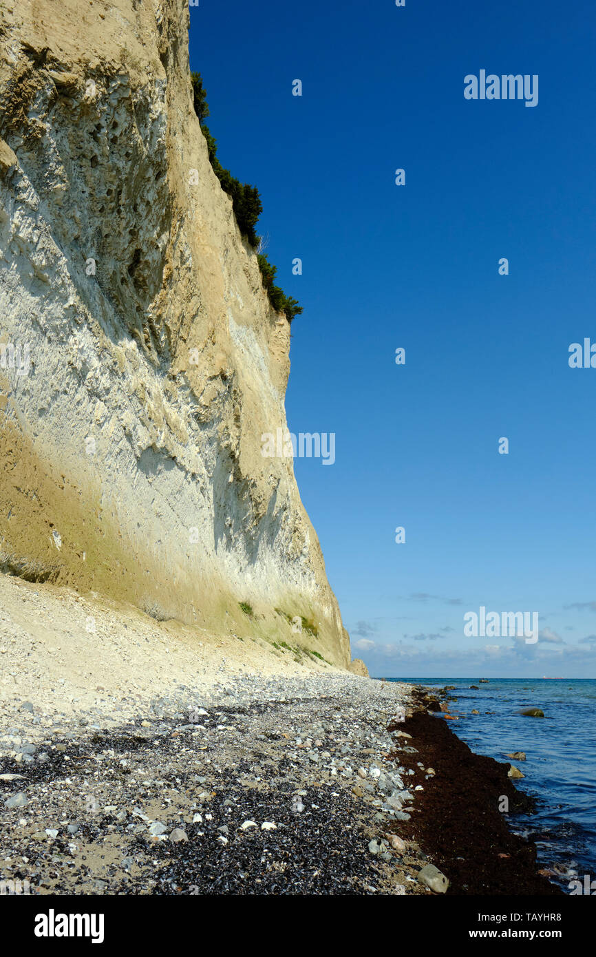 The chalk cliffs and coastline landscape on the Baltic island of Rugen ...