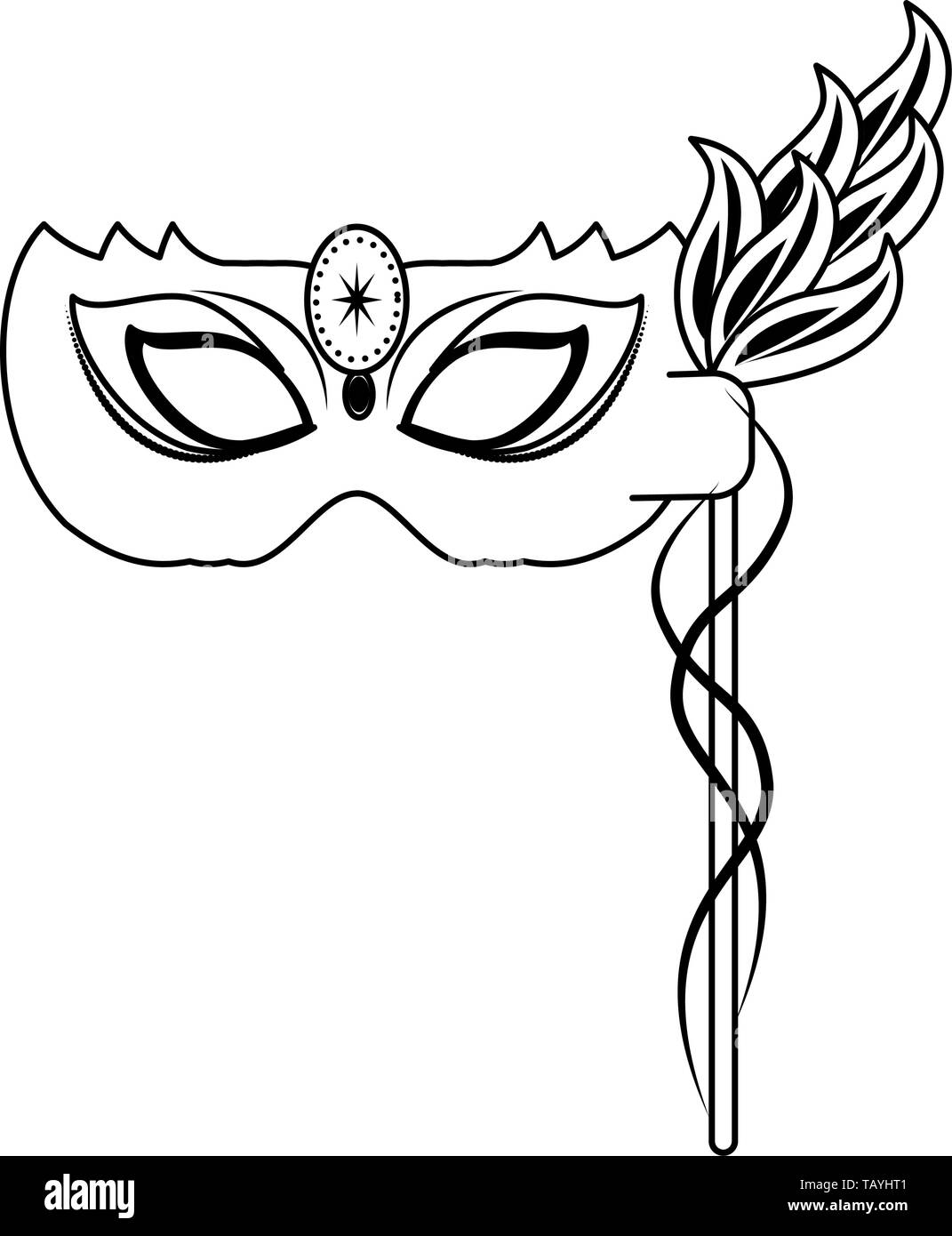 Festival mask with feathers in black and white Stock Vector Image & Art ...