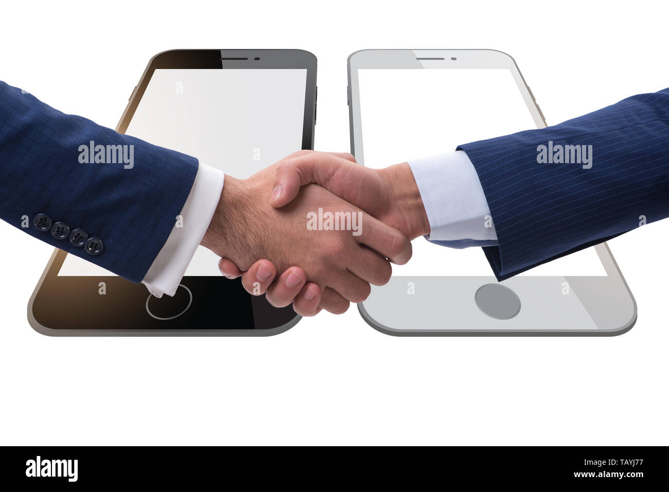 Concept of communication with businessmen handshaking Stock Photo - Alamy