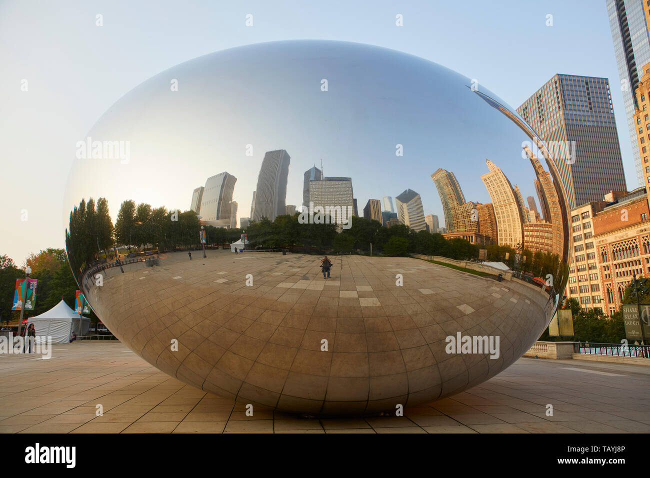 The sculpture Cloud Gate, also known as the Bean, at Millenium Park ...