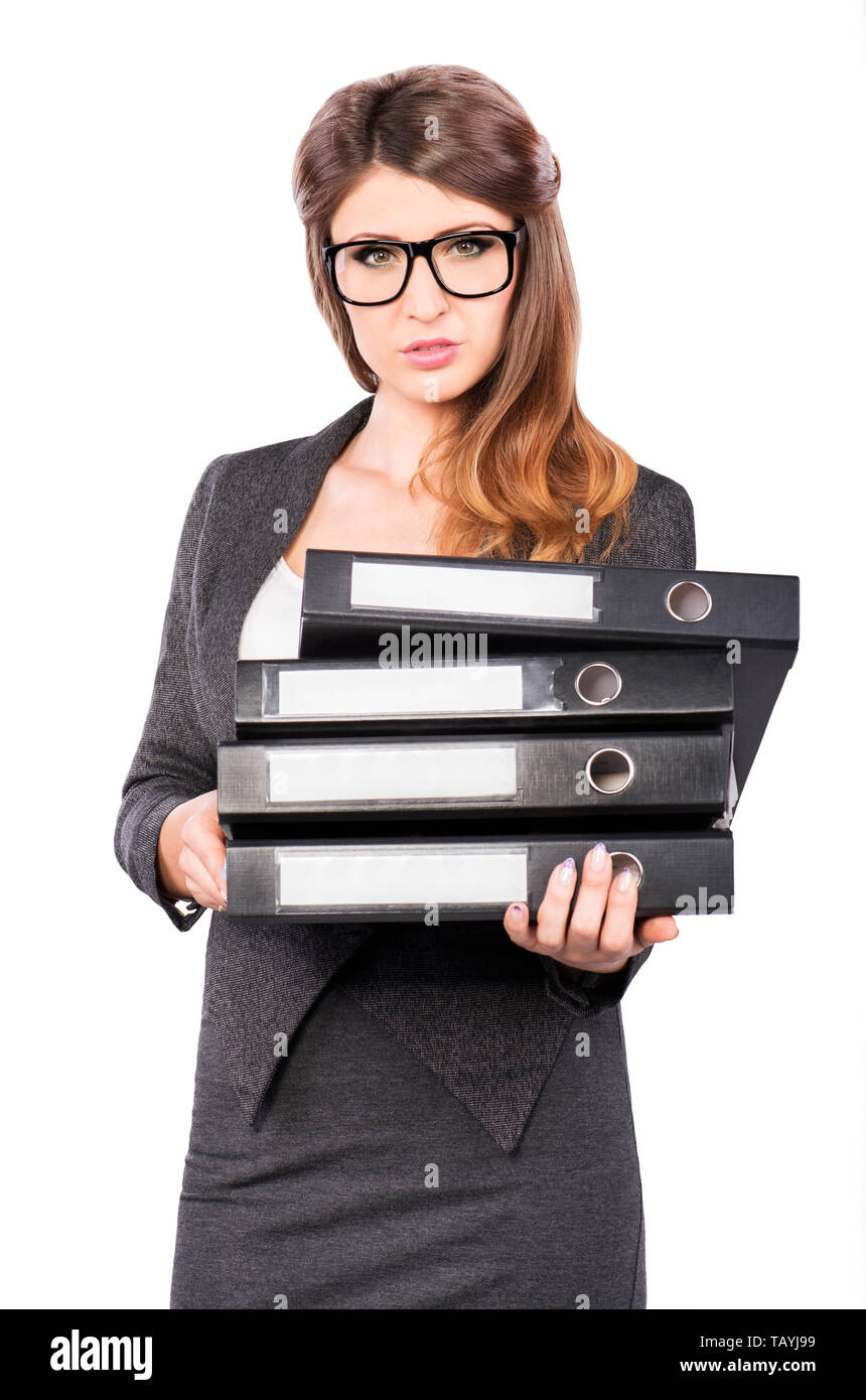 Businesswoman in business suit holding folders Stock Photo - Alamy Businesswoman in business suit holding folders Stock Photo - Alamy