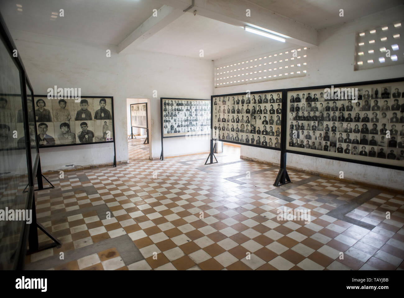 Room full of victim's portraits at the S-21 Tuol Sleng Genocide Museum ...