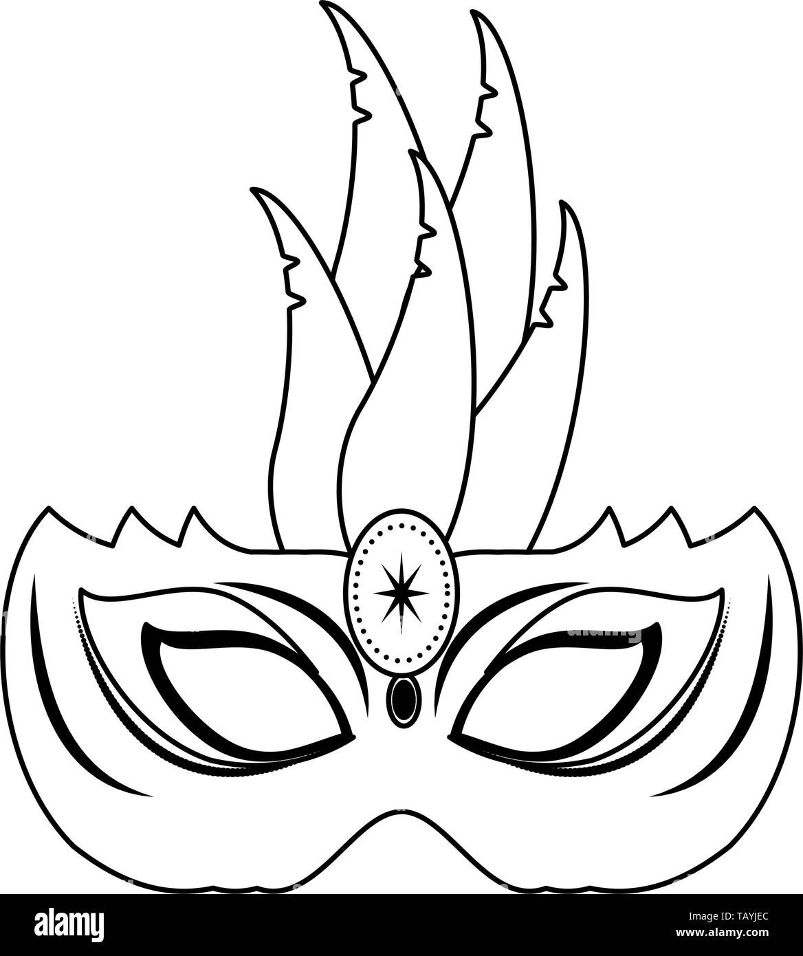Festival mask with feathers in black and white Stock Vector Image & Art ...