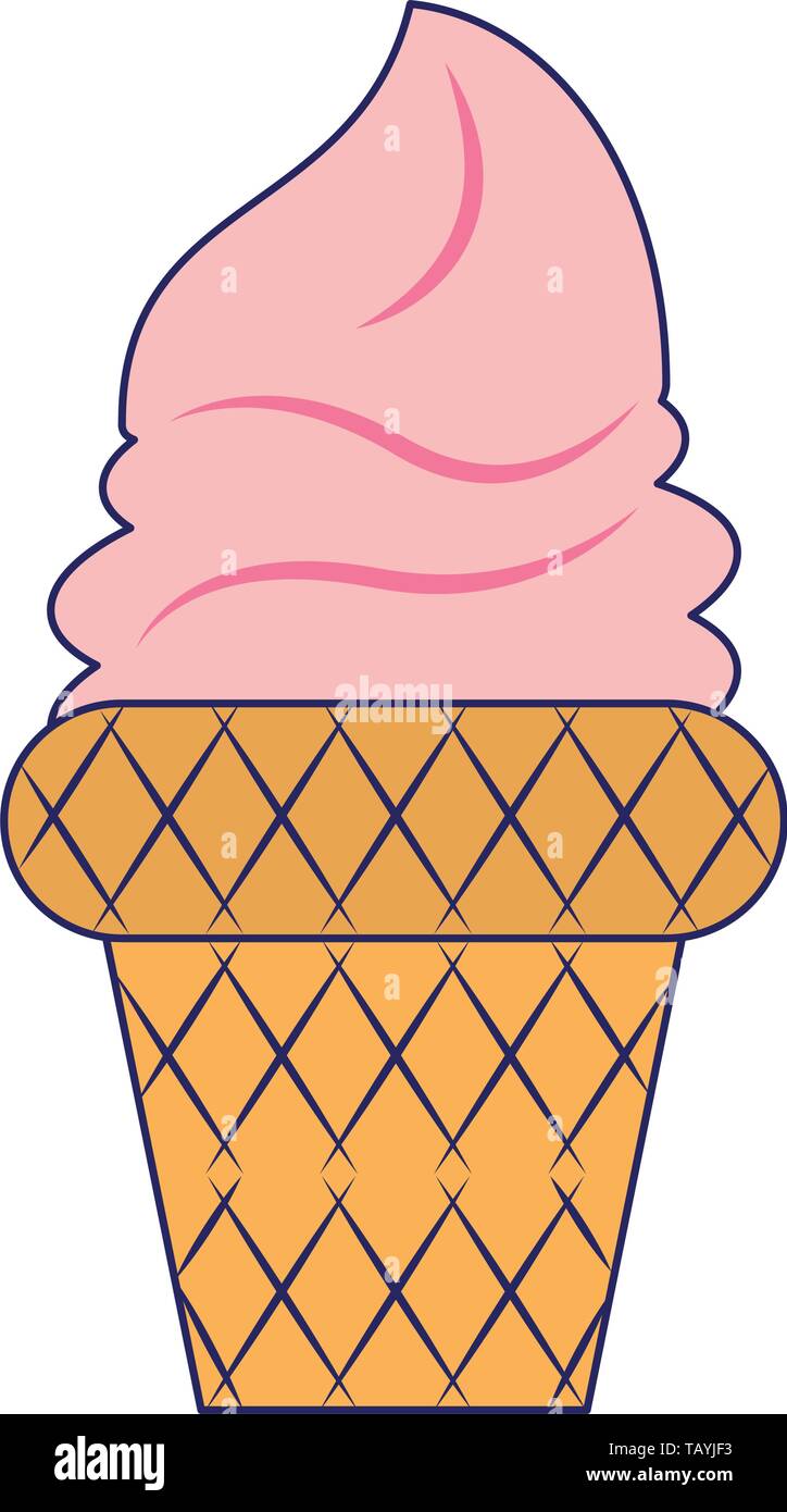 Ice Cream Cone Cartoon Isolated Blue Lines Stock Vector Image And Art Alamy