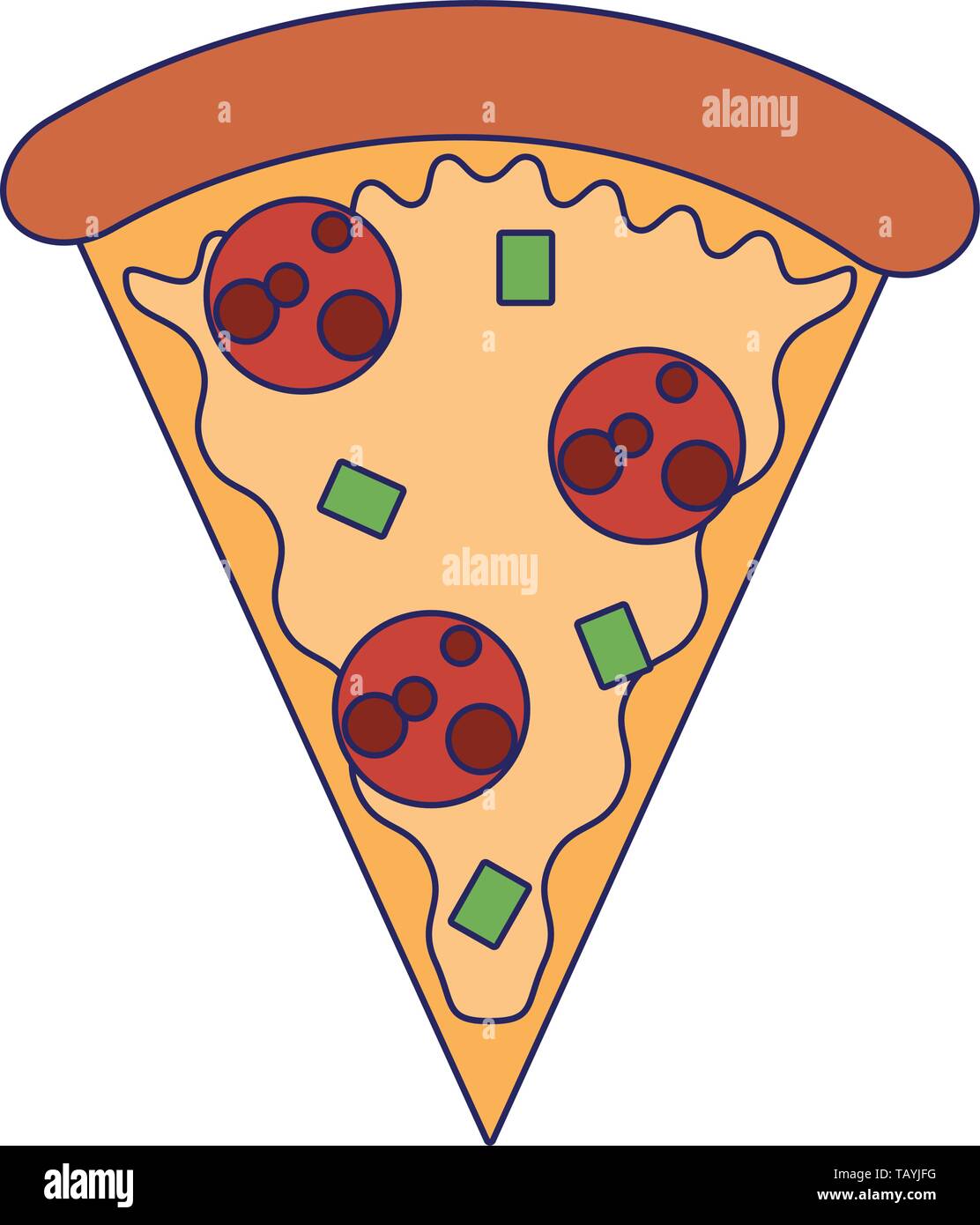 Pizza italian food cartoon isolated blue lines Stock Vector Image & Art ...