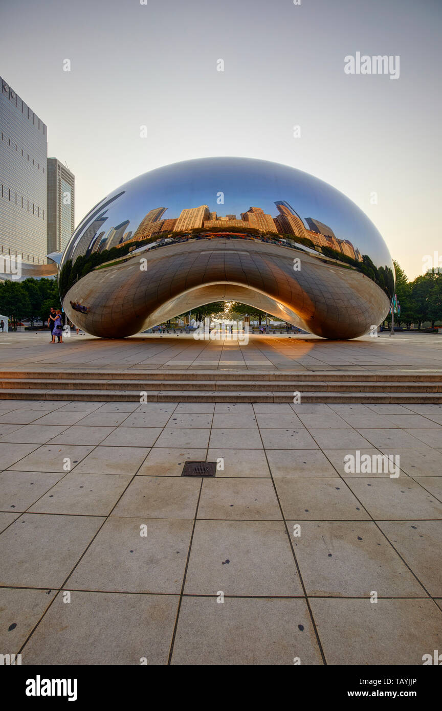 The sculpture Cloud Gate, also known as the Bean, at Millenium Park at ...