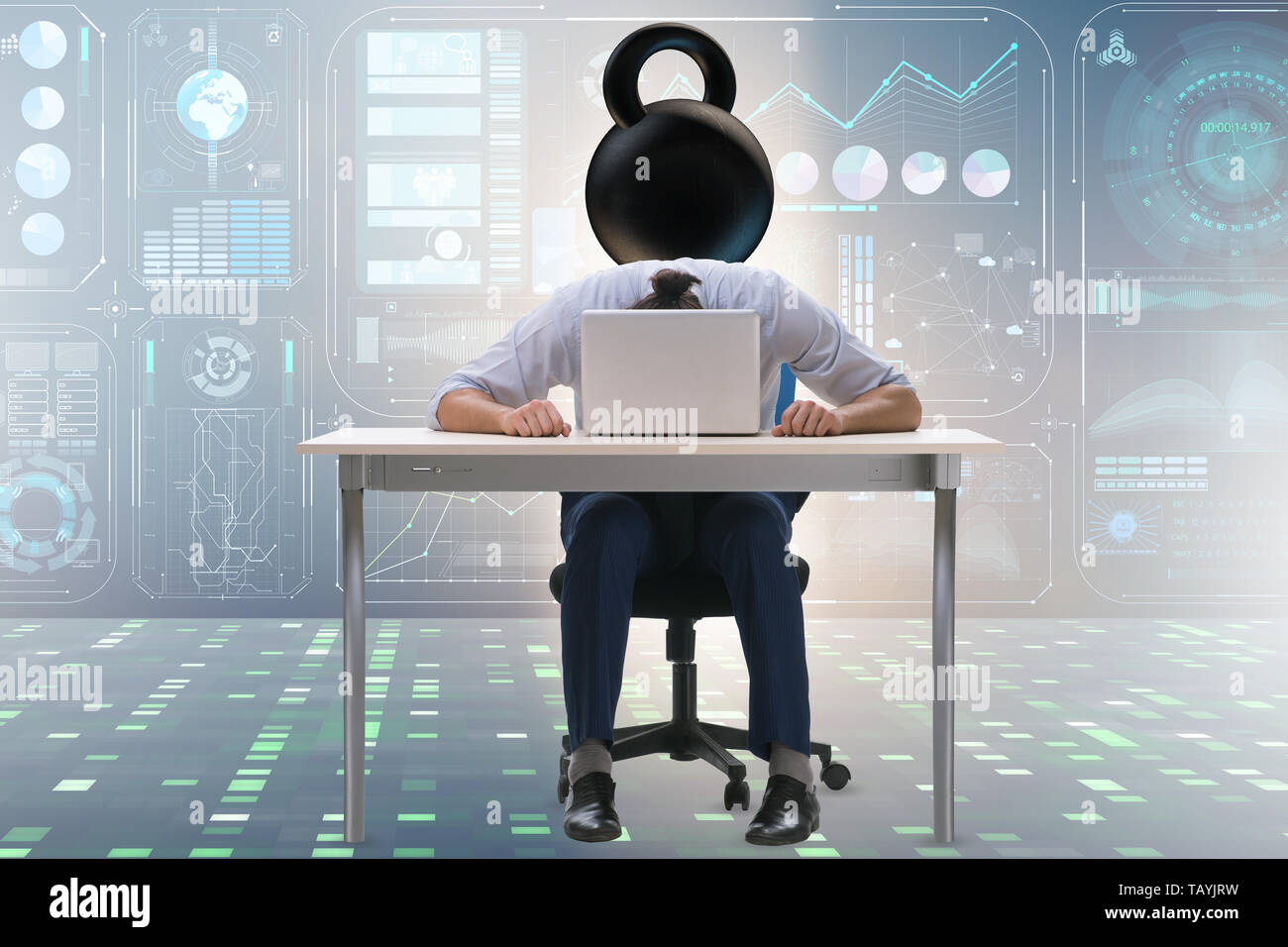 Employee with burden of work Stock Photo - Alamy