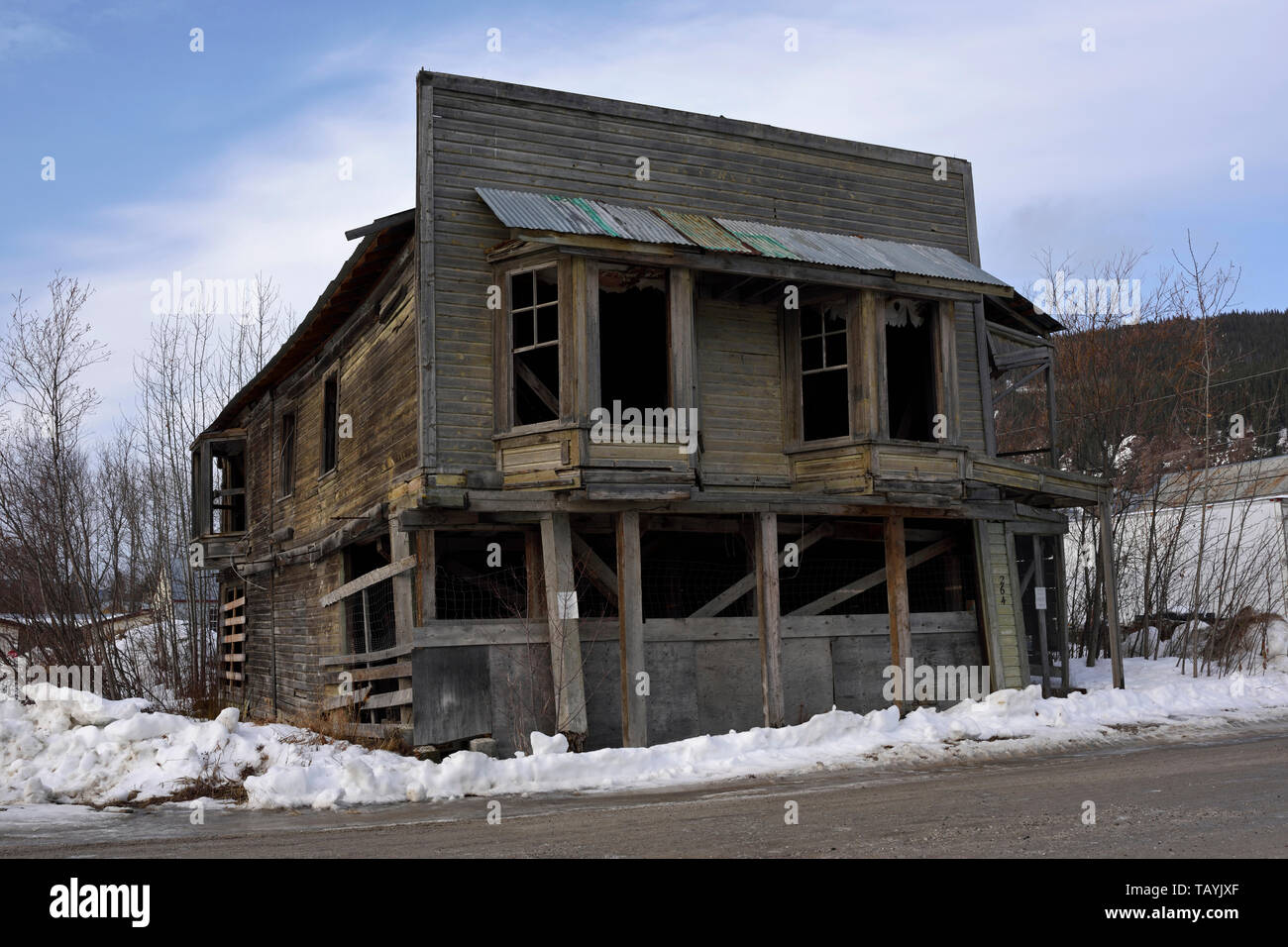Ruined building in the historic gold-mining town of Dawson City, Yukon ...