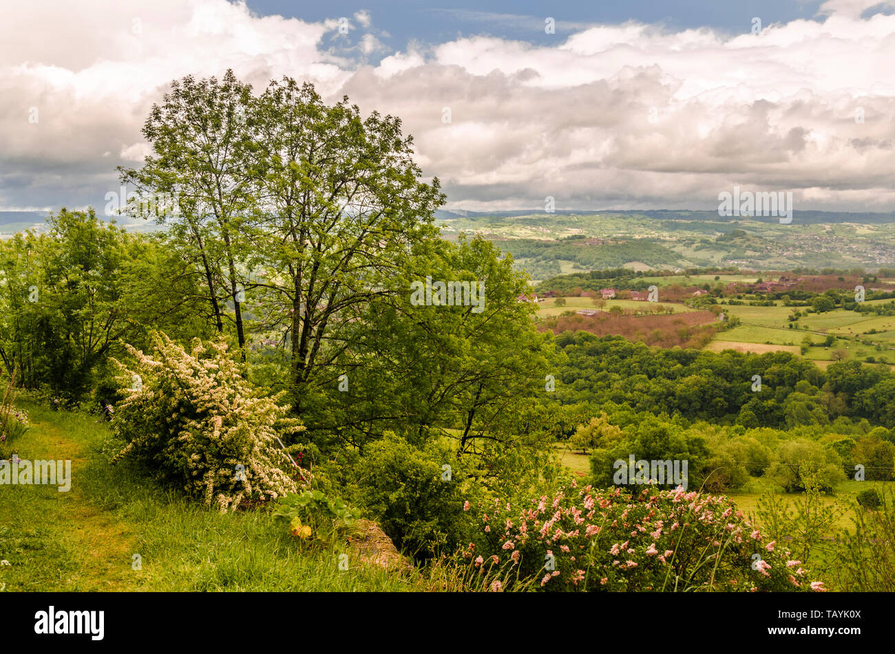 French countryside landscape in Loubressac region of Midi Pyrenees. lot ...