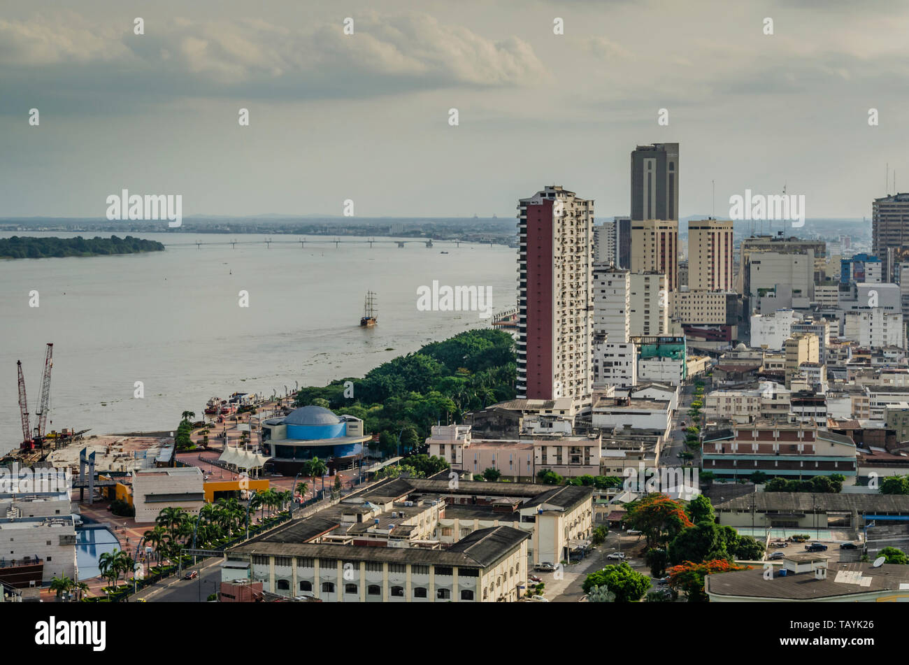 panoramic view of the guayas river and the city of guayaquil. Ecuador ...