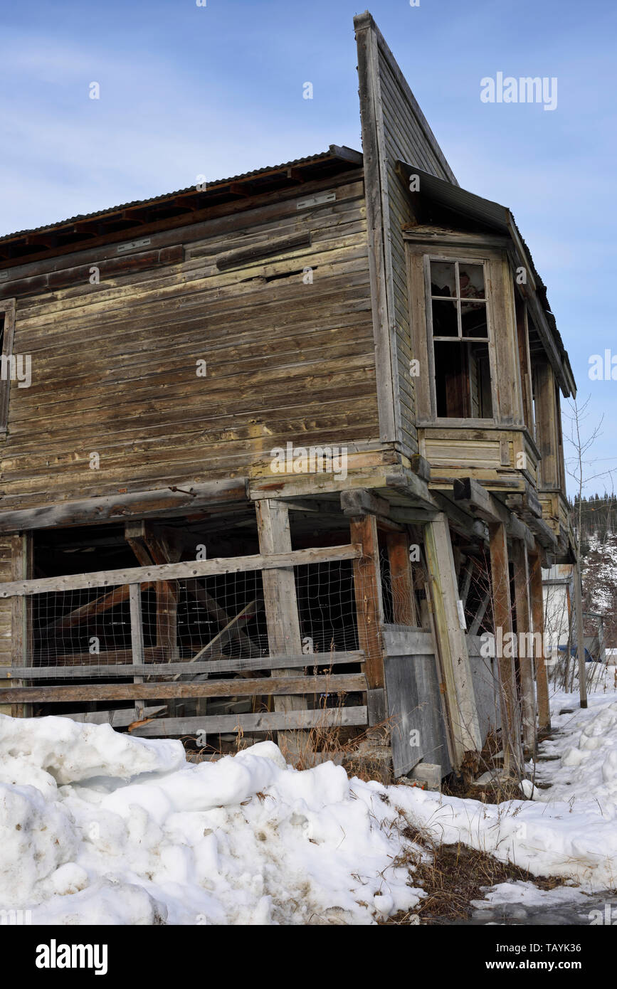 Ruined building in the historic gold-mining town of Dawson City, Yukon ...