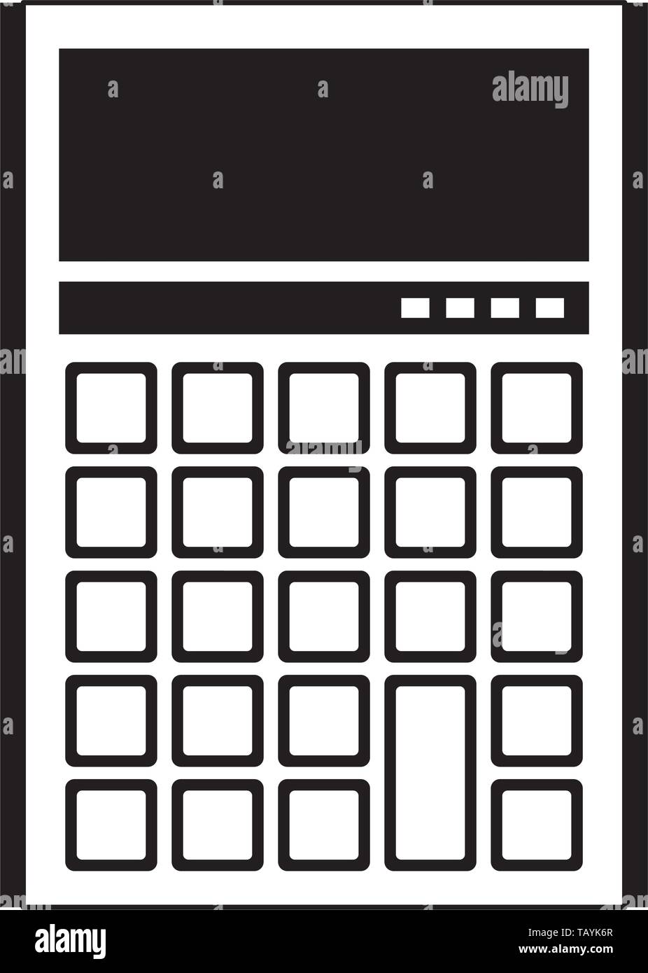 Calculator math device isolated in black and white Stock Vector Image ...