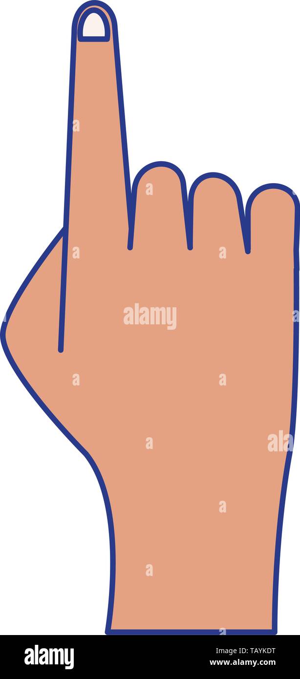 Hand with finger up cartoon isolated blue lines Stock Vector Image ...