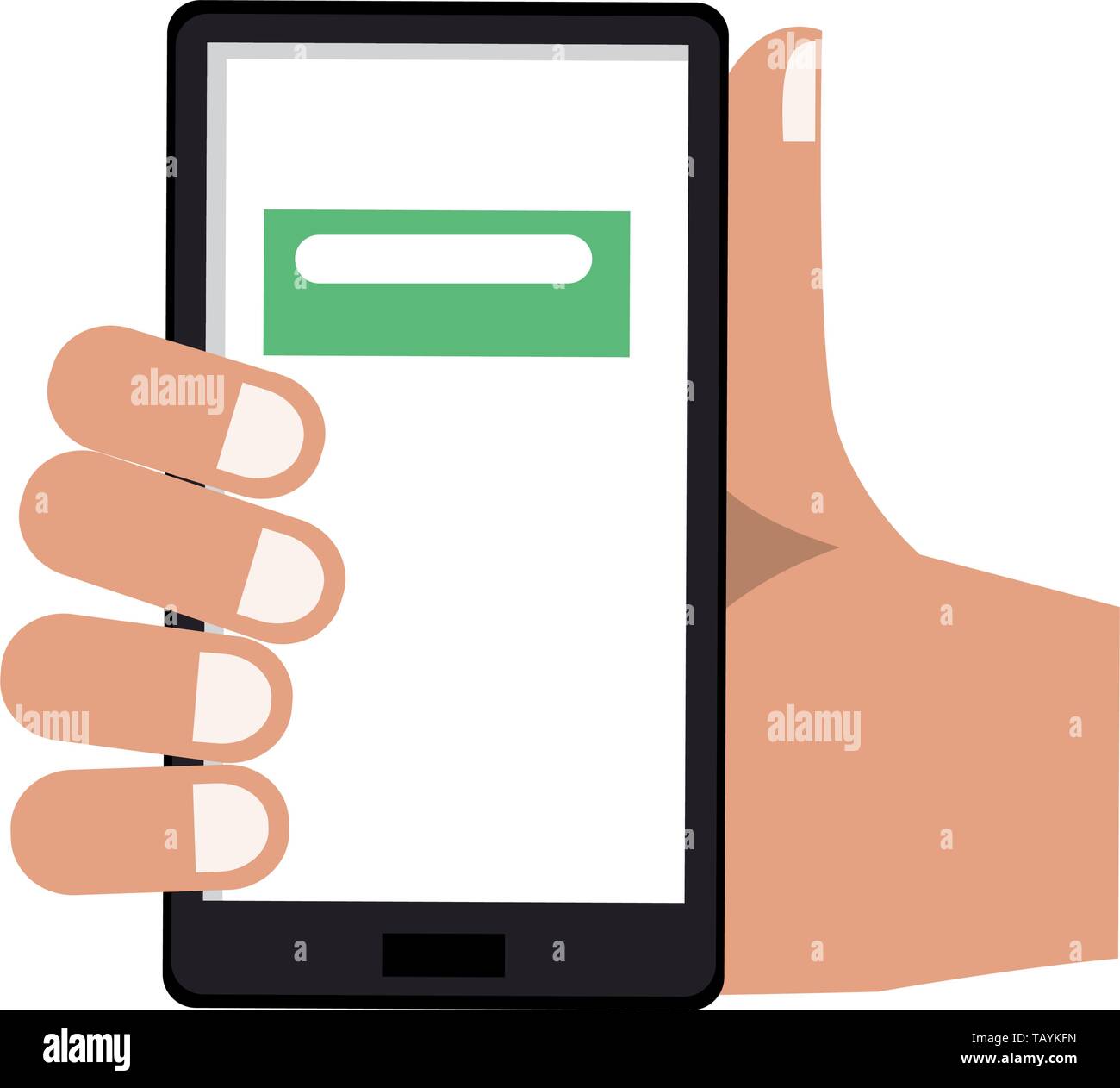 Hand holding smartphone with button on screen Stock Vector Image & Art ...