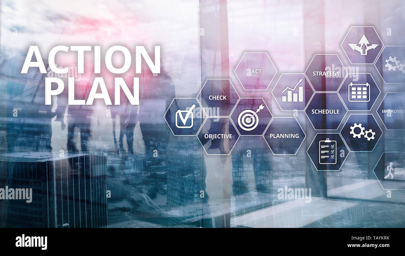 Action Plan Strategy Planning Vision Direction. Financial concept on ...
