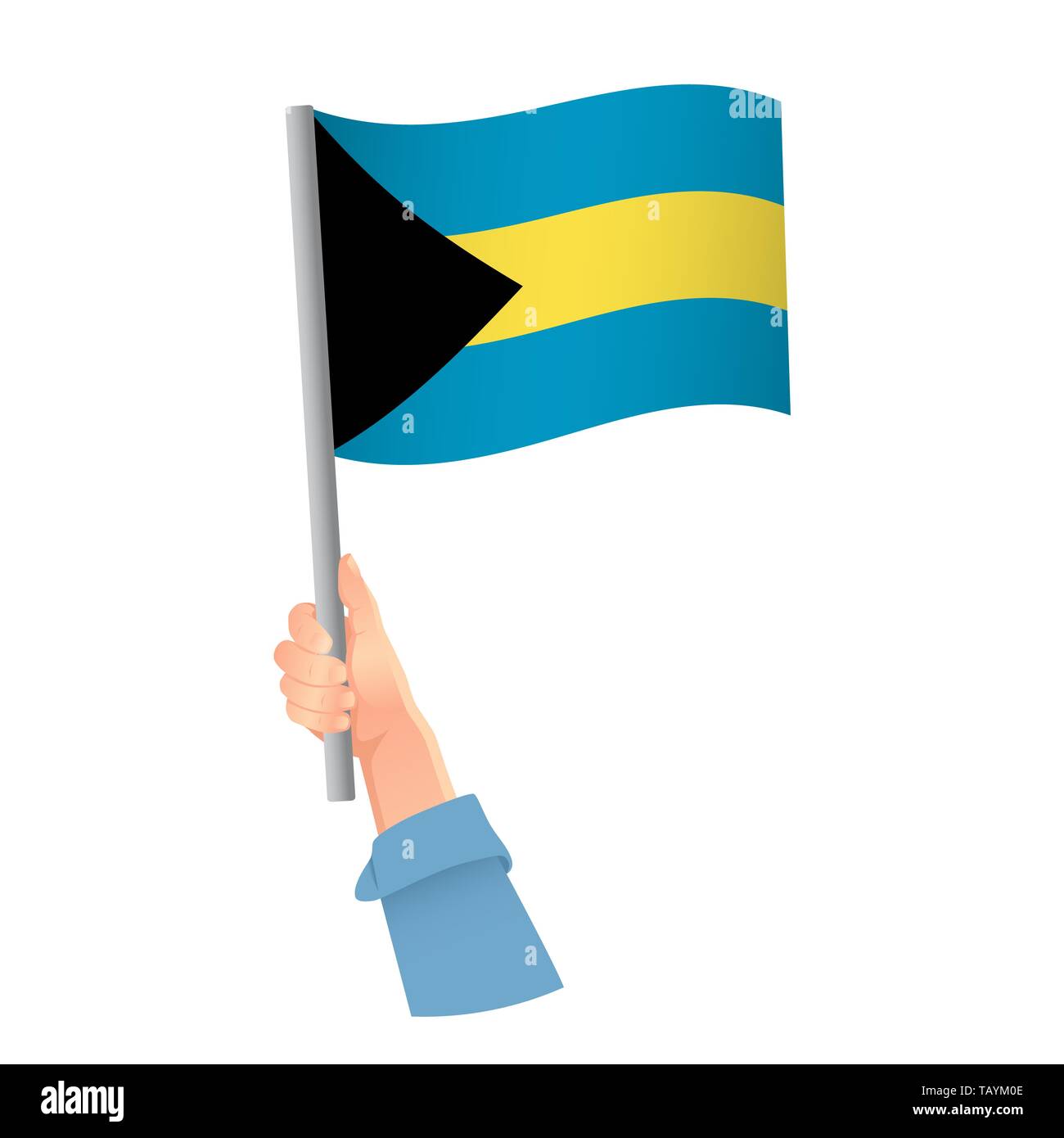 Bahamas flag in hand. Patriotic background. National flag of Bahamas ...
