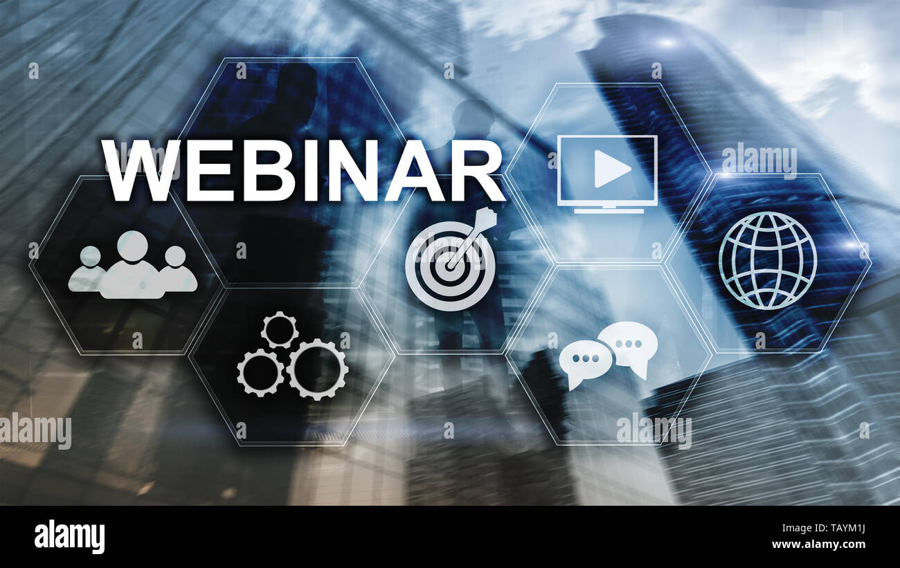Webinar, Personal development and e-learning concept on blurred ...