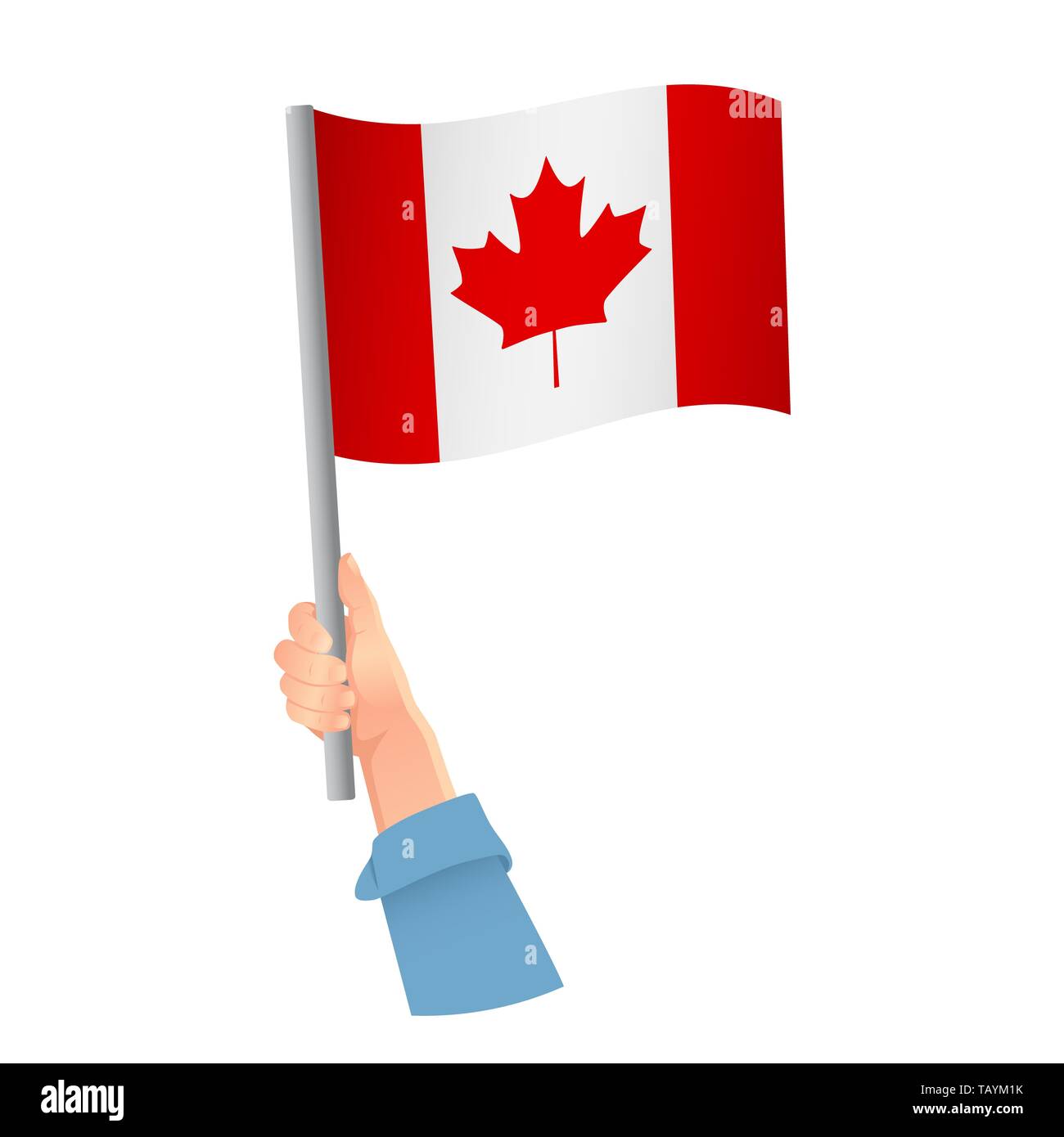 Canada flag in hand. Patriotic background. National flag of Canada ...