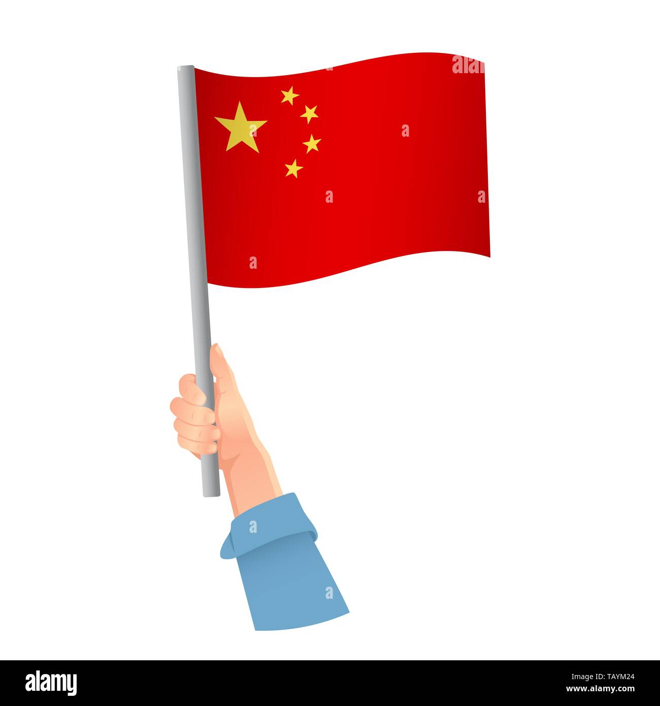 China flag in hand. Patriotic background. National flag of China ...