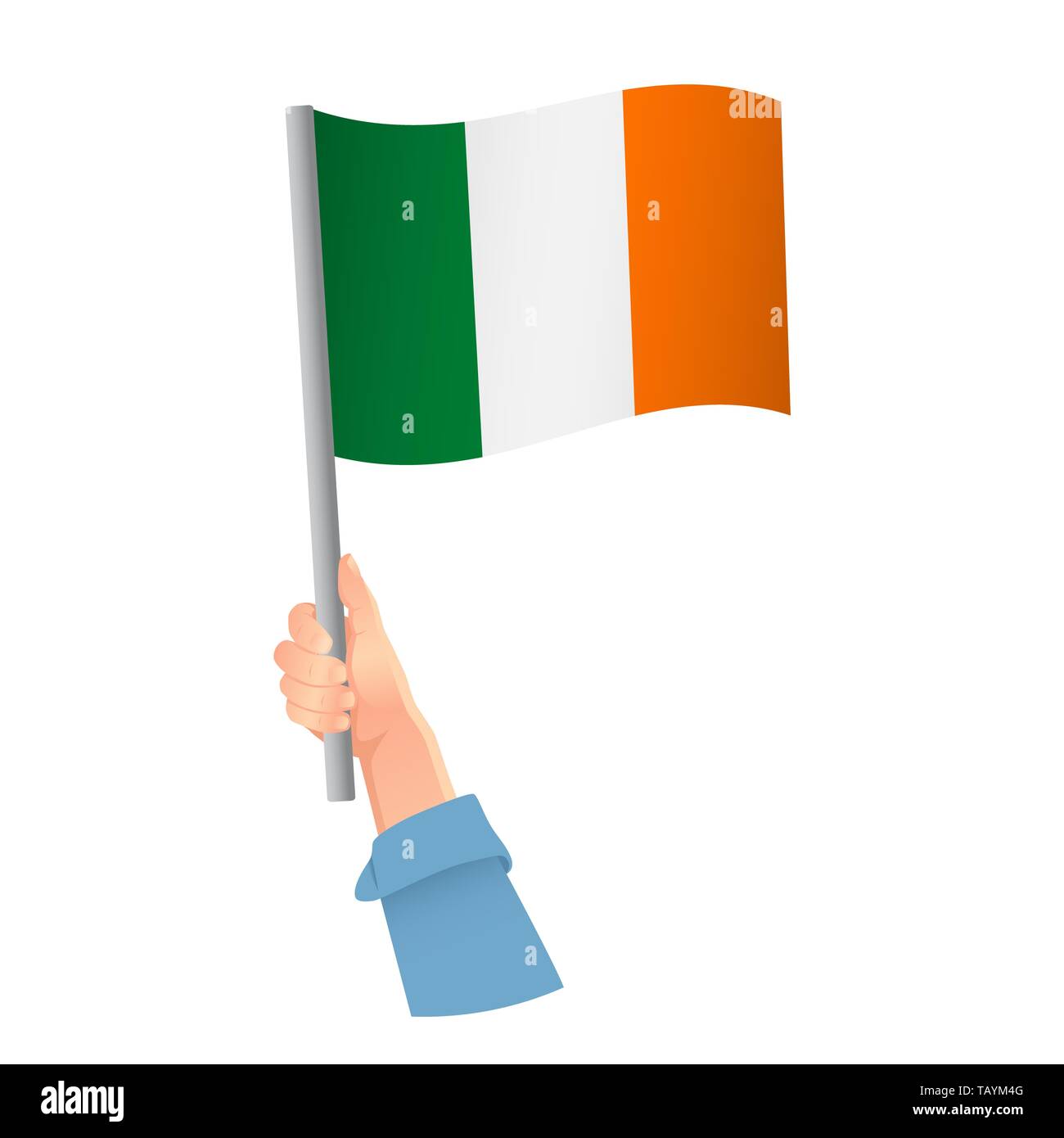 Ireland flag in hand. Patriotic background. National flag of Ireland ...