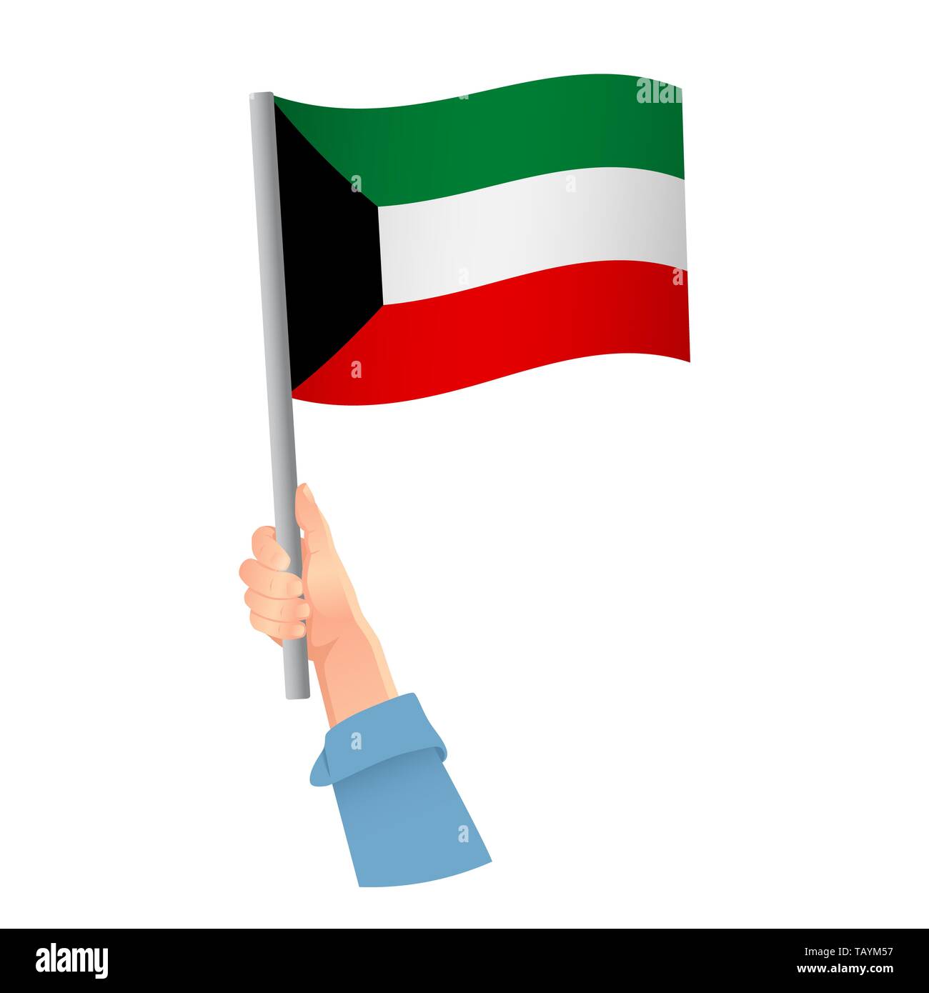 kuwait flag in hand. Patriotic background. National flag of Kuwait ...