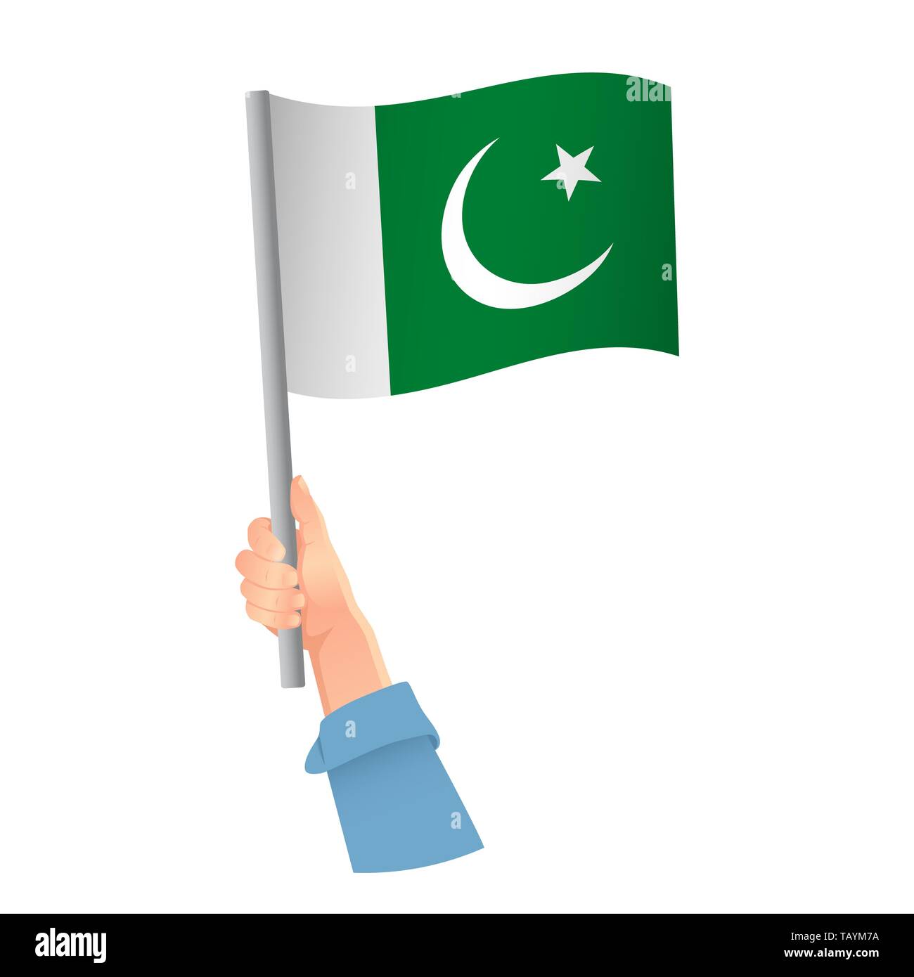 Pakistan flag in hand. Patriotic background. National flag of Pakistan ...