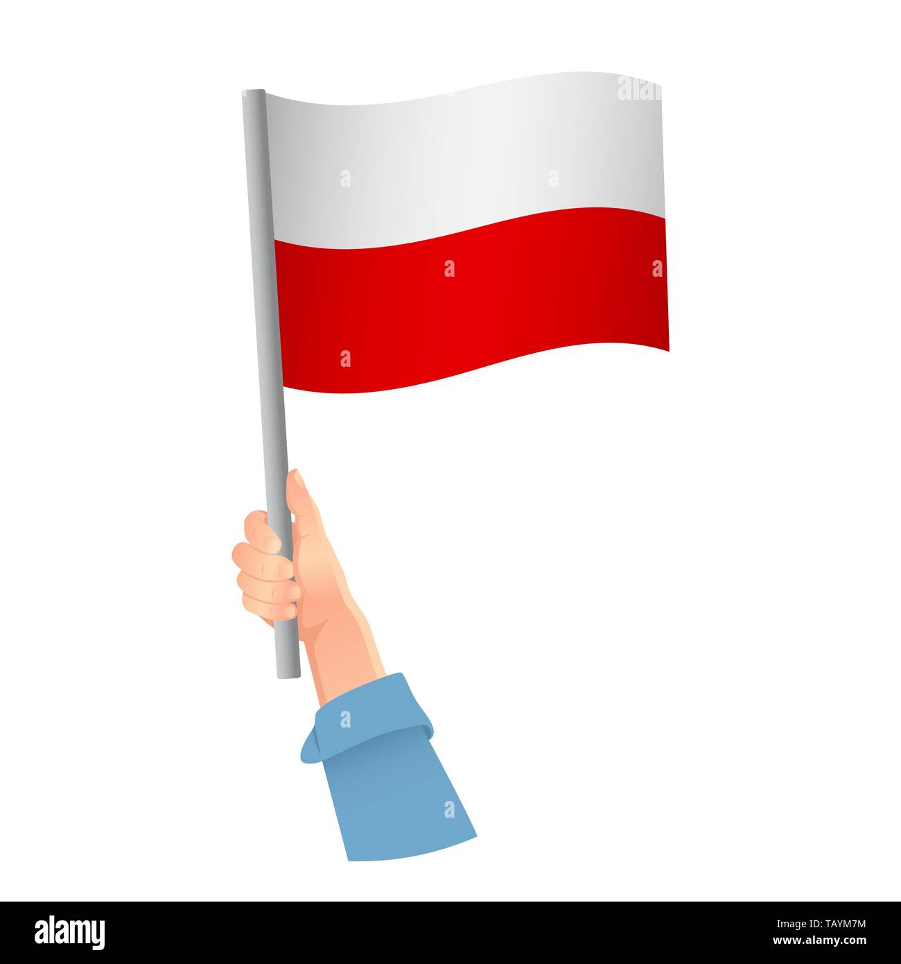 Poland flag in hand. Patriotic background. National flag of Poland ...