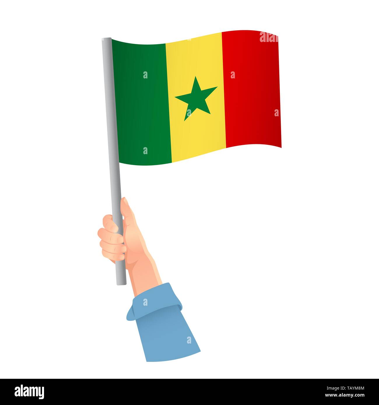 Senegal flag in hand. Patriotic background. National flag of Senegal ...