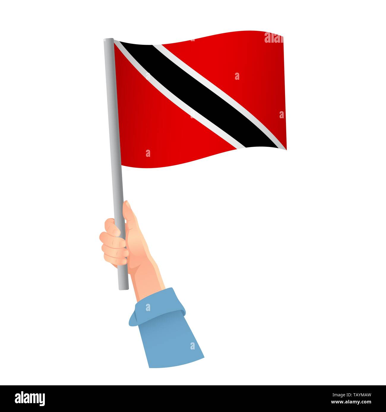Trinidad and Tobago flag in hand. Patriotic background. National flag of Trinidad and Tobago ...