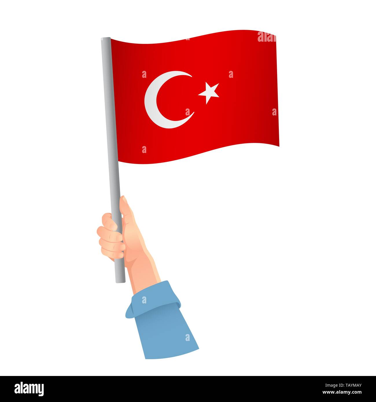 Turkey flag in hand. Patriotic background. National flag of Turkey ...